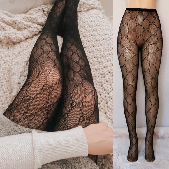 Luv Me Luv | Accessories | New Luv Me Luv Black Gg Interlocking Sheer Mesh Fishnet Full Length ...